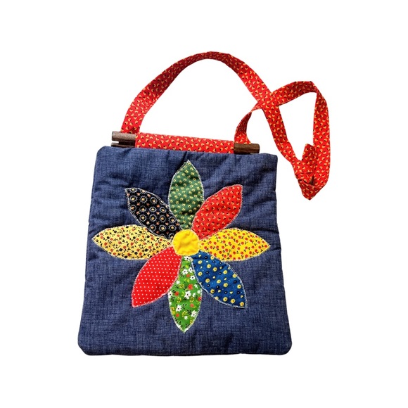 Accessories | 7s Handmade Calico Flower Book Bag Purse Totebag Shoulder ...